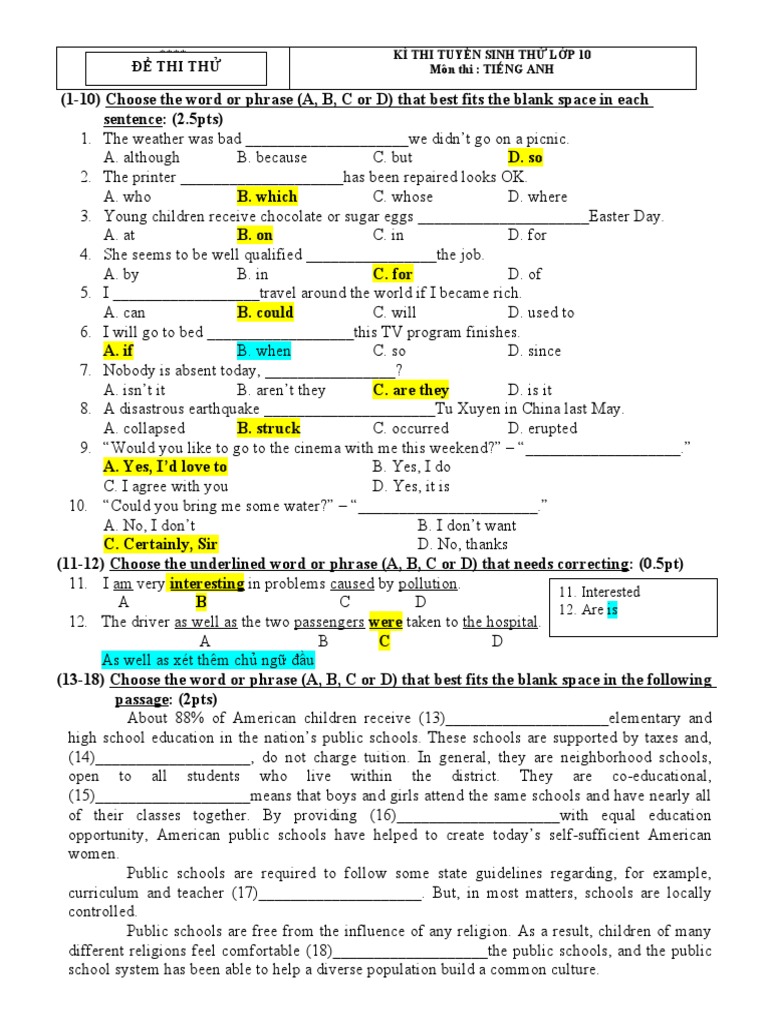 Public School English Exam Practice Test | PDF | Atmosphere Of Earth ...