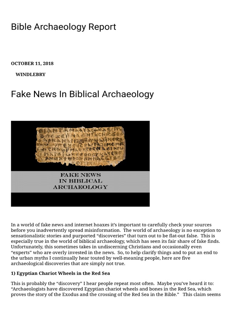 Fake News in Biblical Archaeology - Bible Archaeology Report | PDF ...