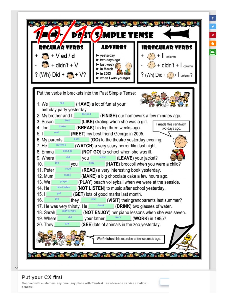 Past Simple Tense Worksheet-222 | PDF