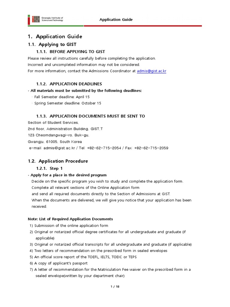 Application Guide: 1.1. Applying To GIST | PDF | University And College ...