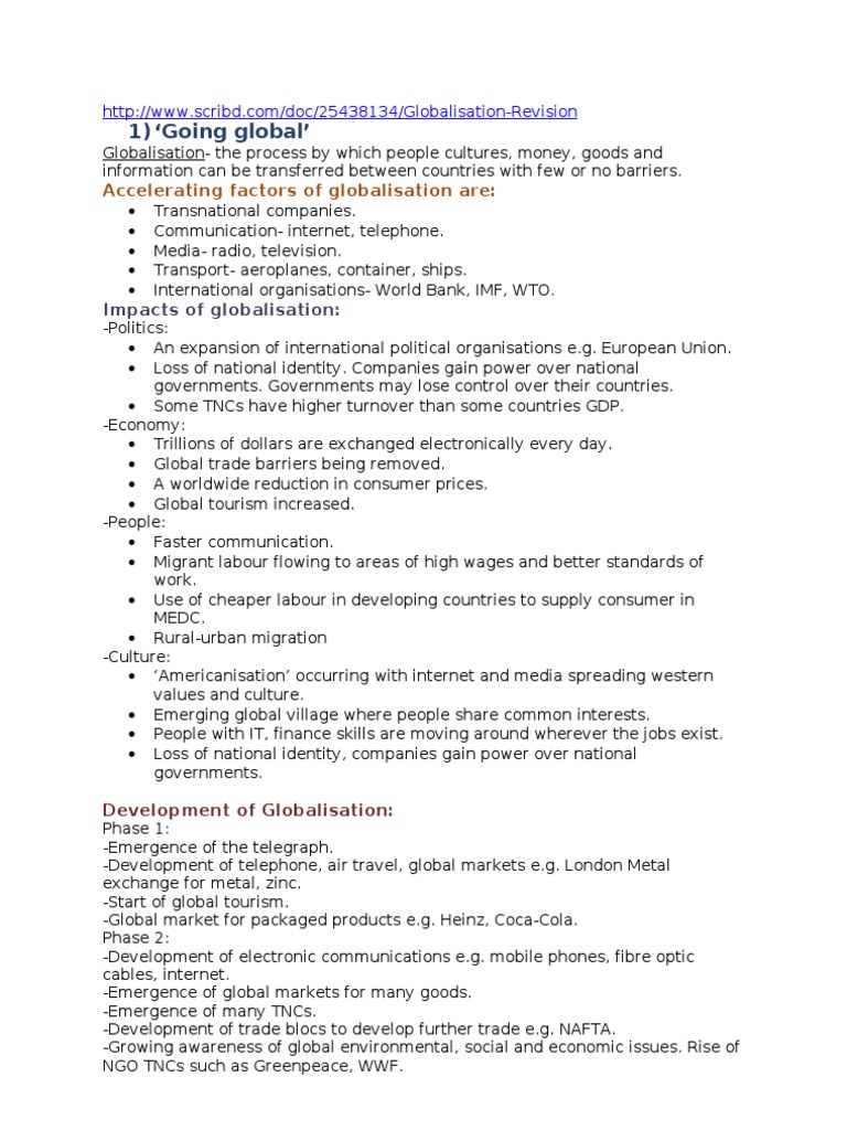 Going Global - Revision | PDF | North American Free Trade Agreement ...