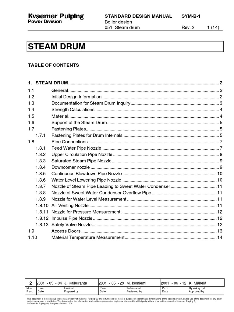 Standard Design Manual For Steam Drum | PDF | Boiler | Steam