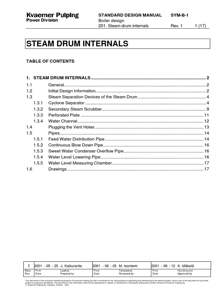Standard Design Manual For Steam Drum Internals | PDF | Boiler | Pipe ...