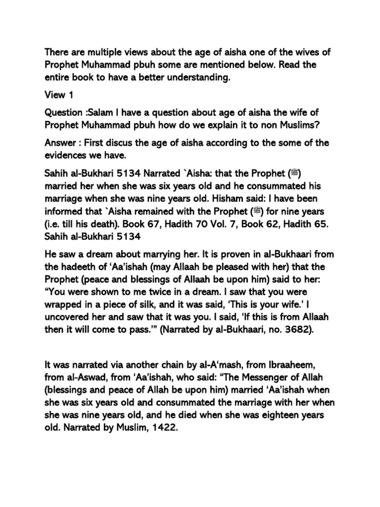 Age of Aisha: Historical Perspectives | PDF | Muhammad | Allah