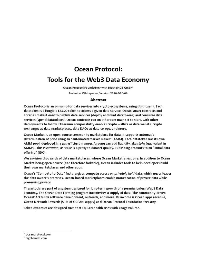 Ocean Protocol: Tools For The Web3 Data Economy | PDF | Market ...