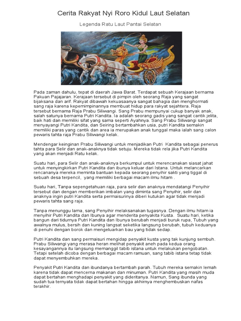 Cerita Rakyat Nyi Roro Kidul Laut Selatan | PDF