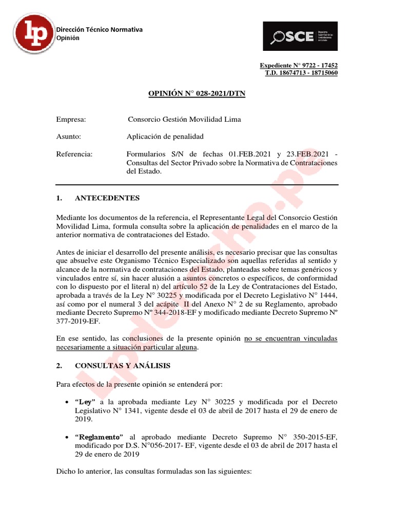 Opinion 028 2021 Osce LP | PDF | Regulación | Estado (política)