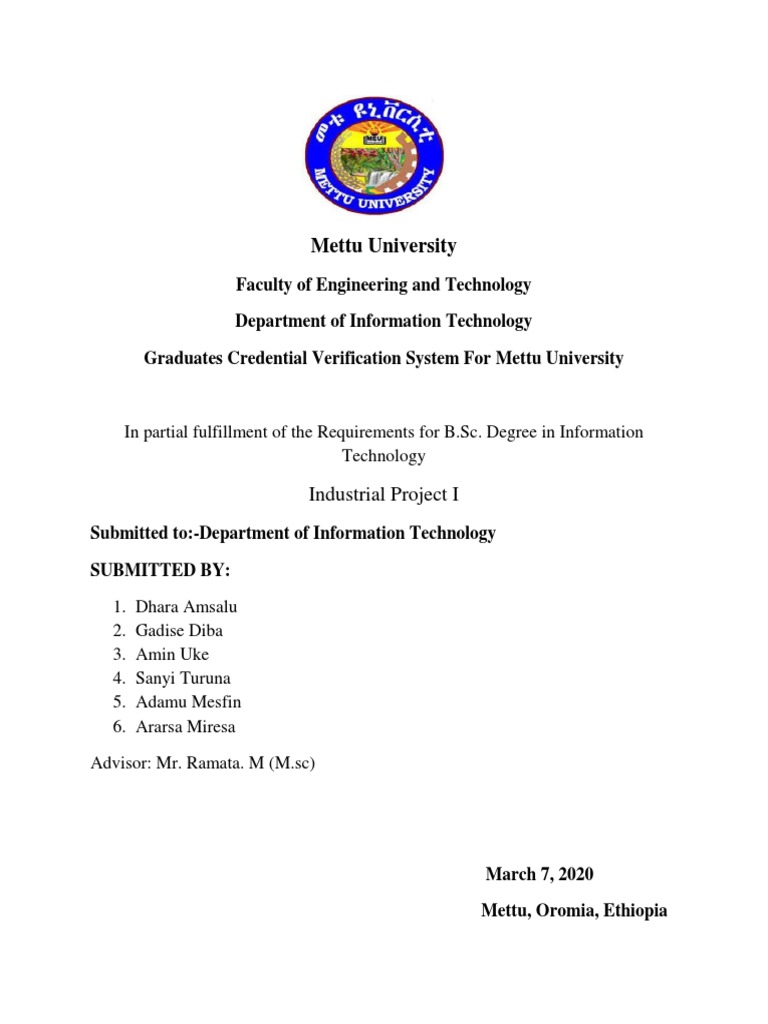 Graduates Credential Verification System For Mettu University | PDF ...
