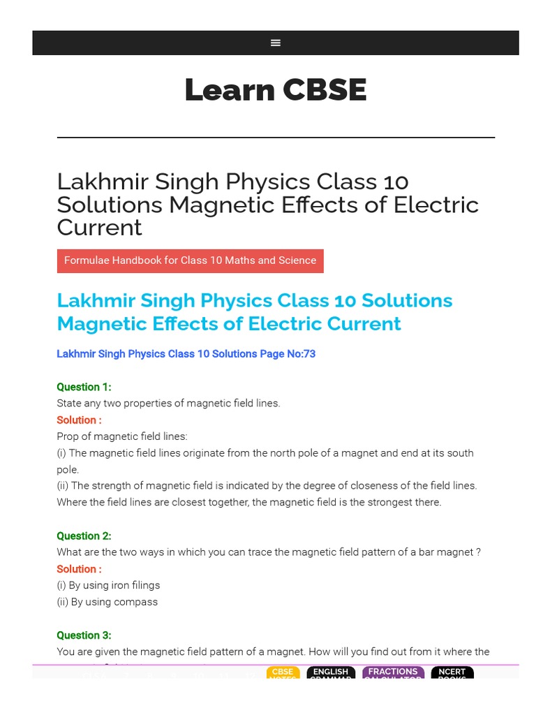 WWW Learncbse in Lakhmir Singh Physics Class 10 Solutions Chapter 2 ...