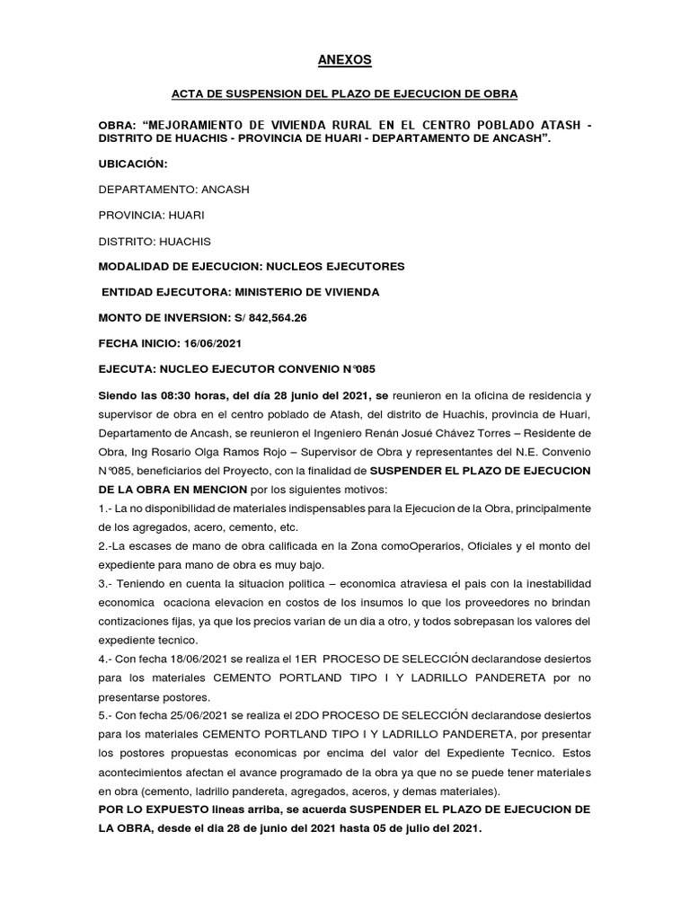 Acta de Suspension de Plazo | PDF