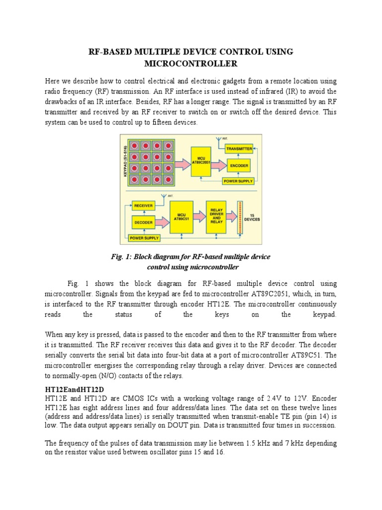 Rf Based Multiple Device Control Using Microcontroller Pdf Electronic Circuits Microcontroller