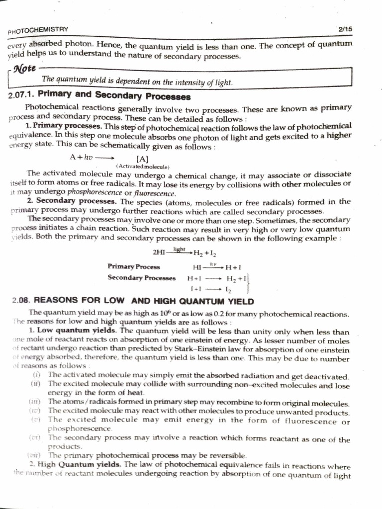 Reasons For Low and High Quantum Yield | PDF | Photochemistry ...
