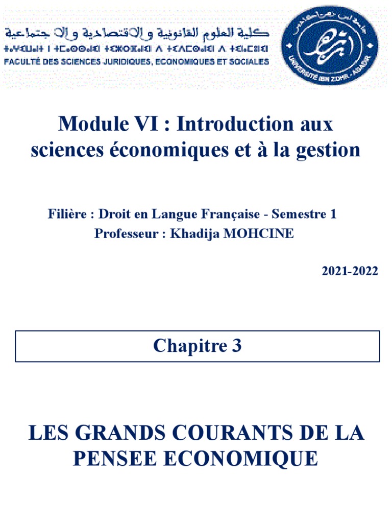 Chapitre 3 - Les Grands Courants de La Pensée Économique - Partie 1 | PDF | Mercantilisme ...