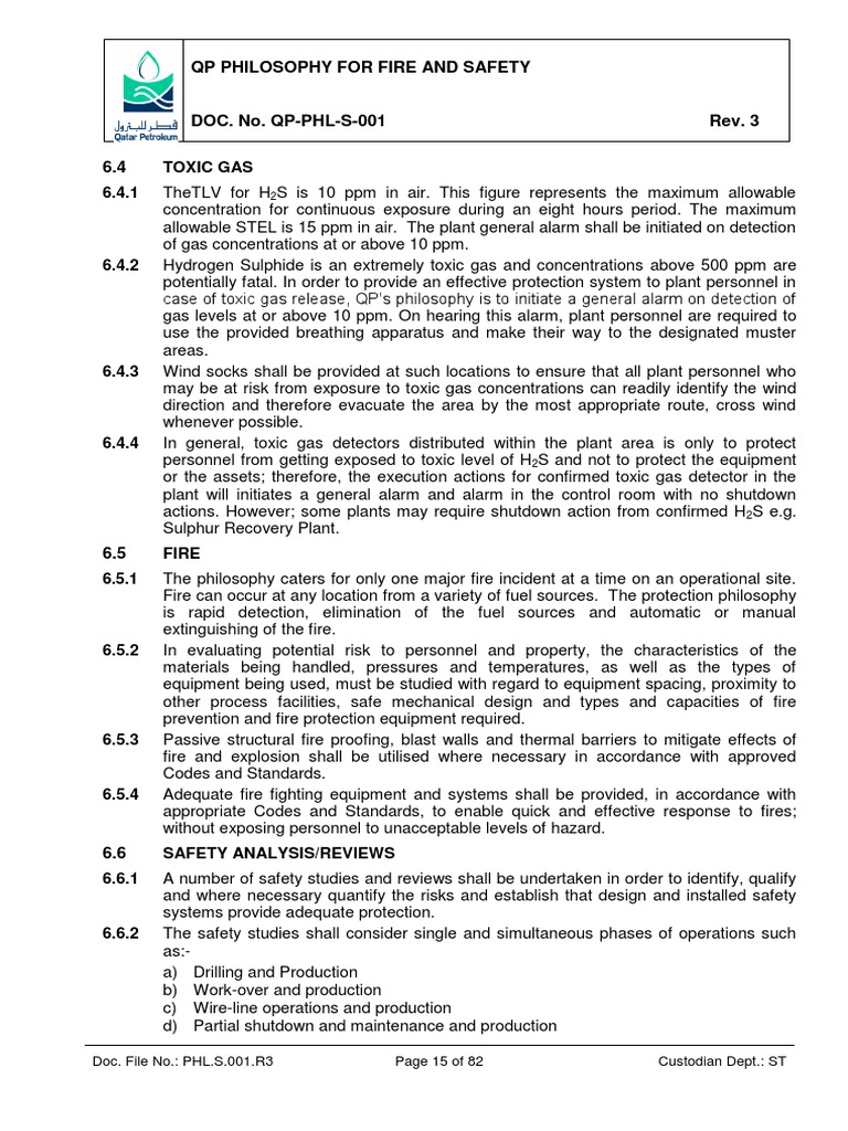 QP Fire and Safety Philosophy - QP-PHL-S-0001 Rev.03 2013 16-30 | PDF ...