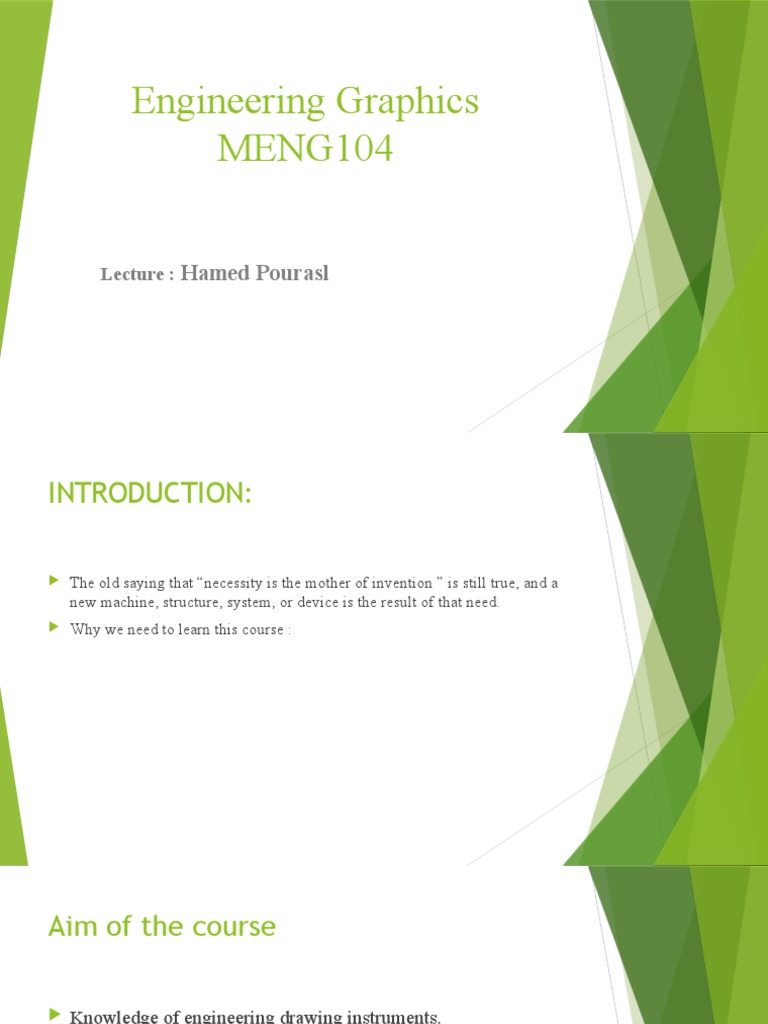 Engineering Graphics MENG104: Hamed Pourasl | PDF | Technical Drawing ...