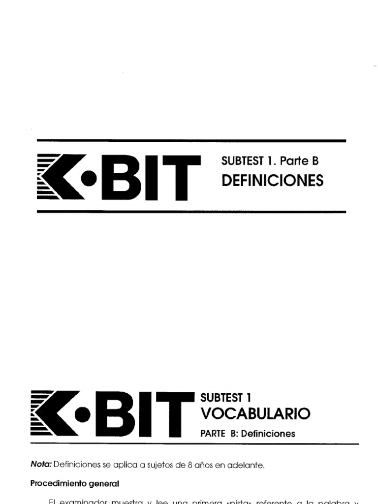 K-BIT Cuaderno de Examen | PDF
