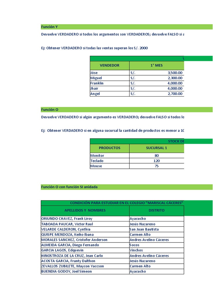 Funciones Lógicas en Excel: Ejemplos Prácticos | PDF