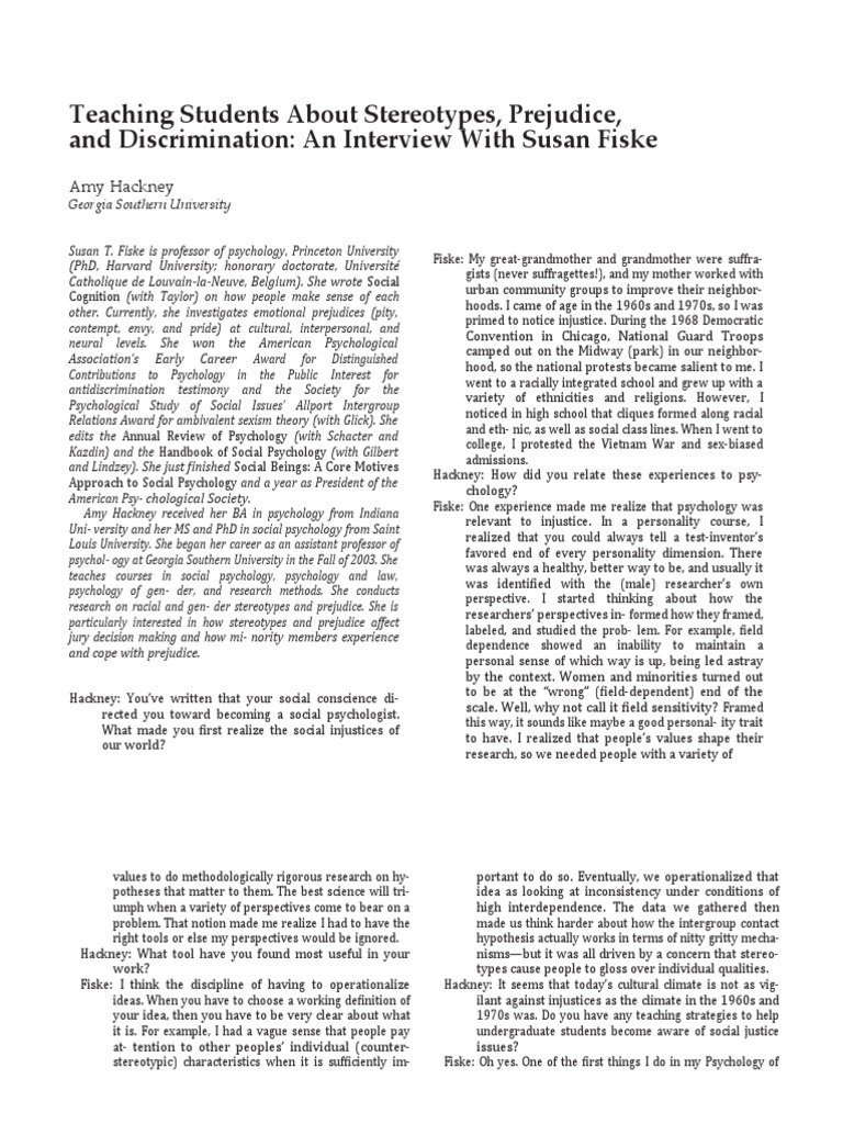 Susan Fiske on Social Motives and Justice | PDF | Stereotypes | Prejudices