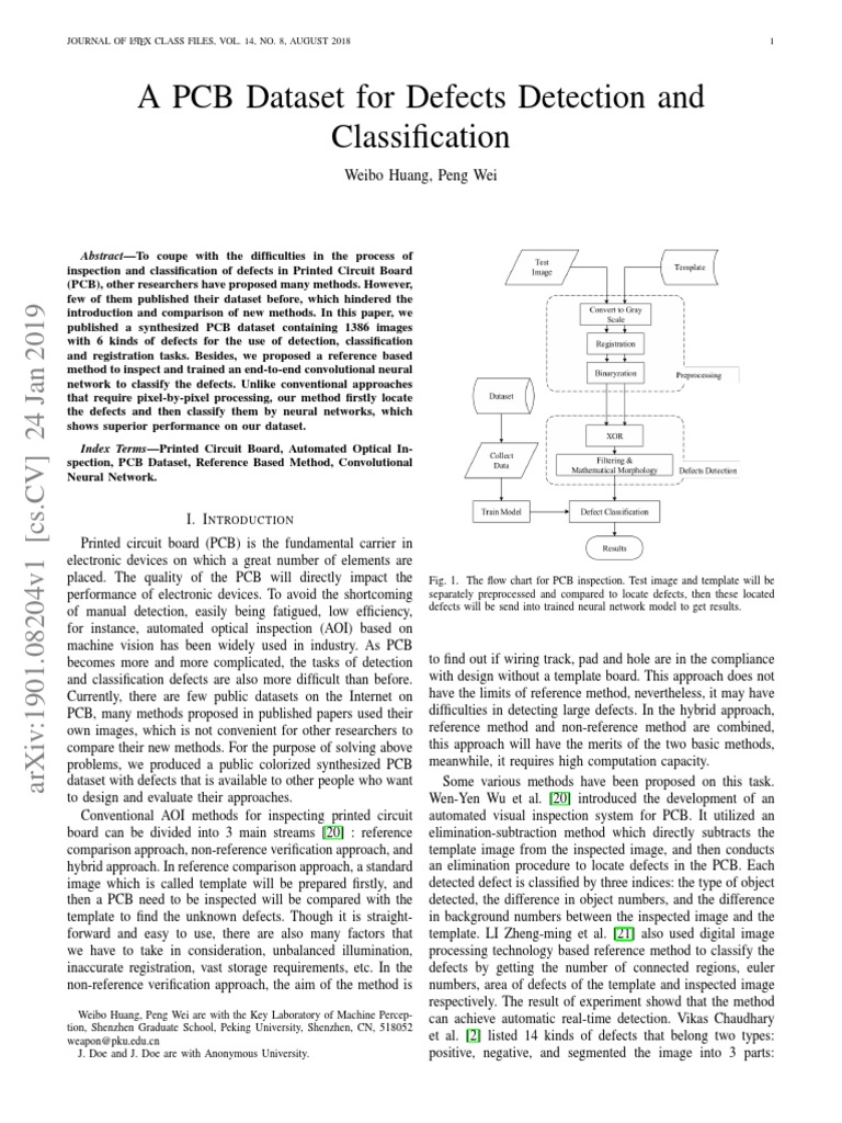 A PCB Dataset For Defects Detection and Classification: Weibo Huang, Peng Wei | PDF | Printed ...