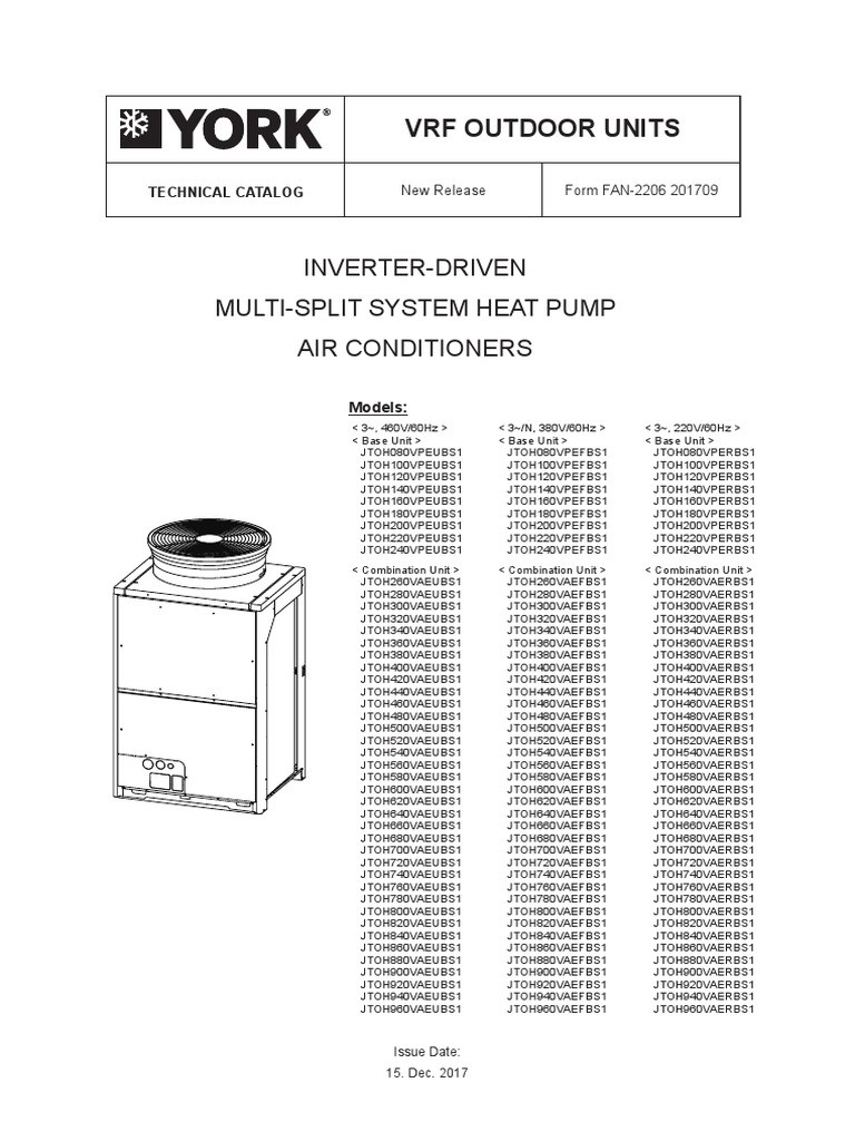York VRF Odu - Jtoh (080-960) - Technical Catalog - Fan-2206 201709 ...