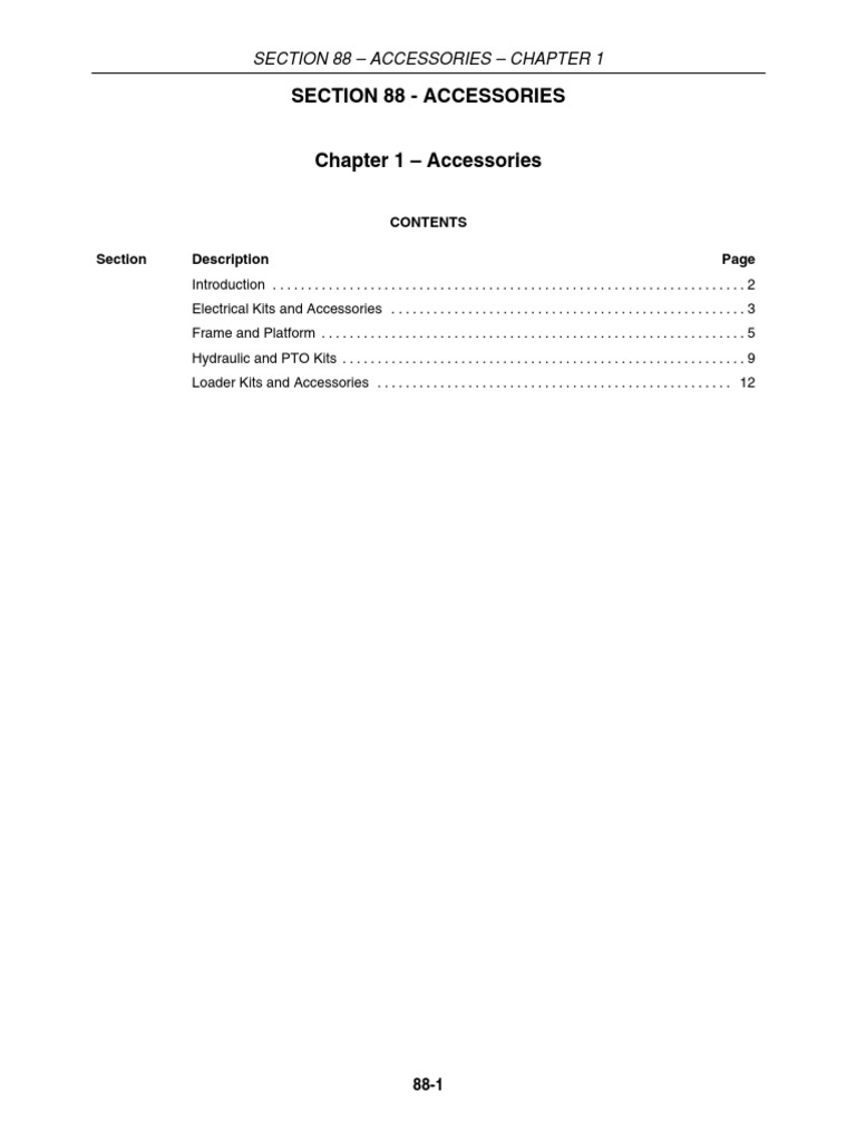 Section 88 - Accessories - Chapter 1 | PDF | Loader (Equipment) | Tractor
