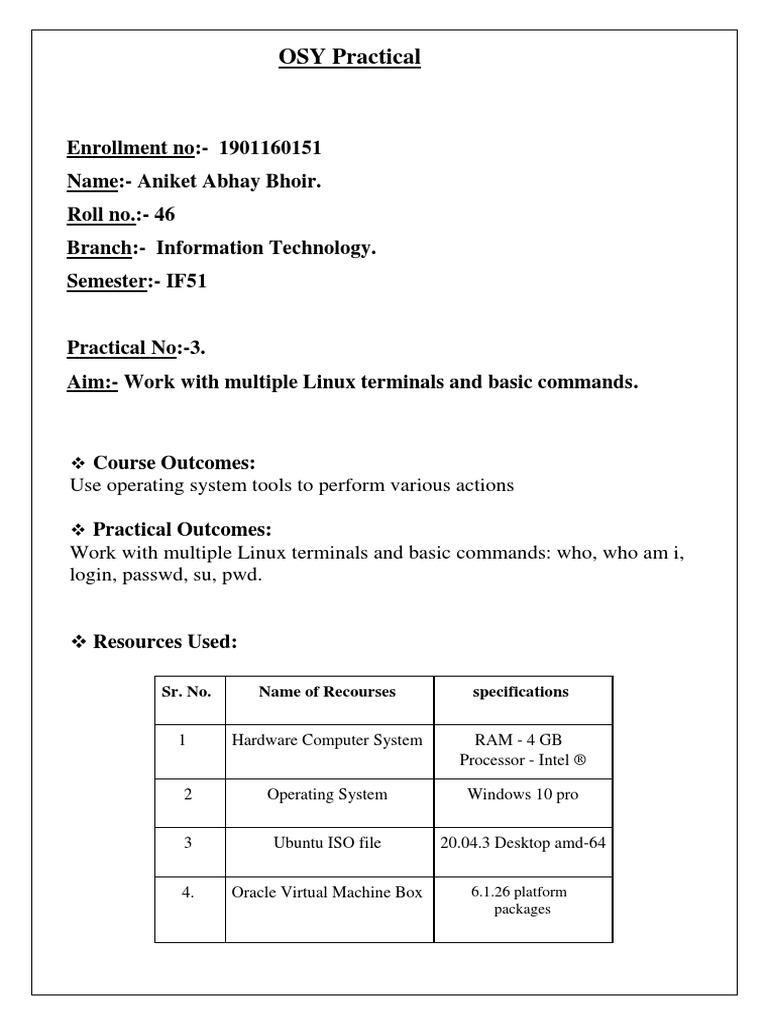OSY Practical No.3 | PDF | Superuser | Operating System