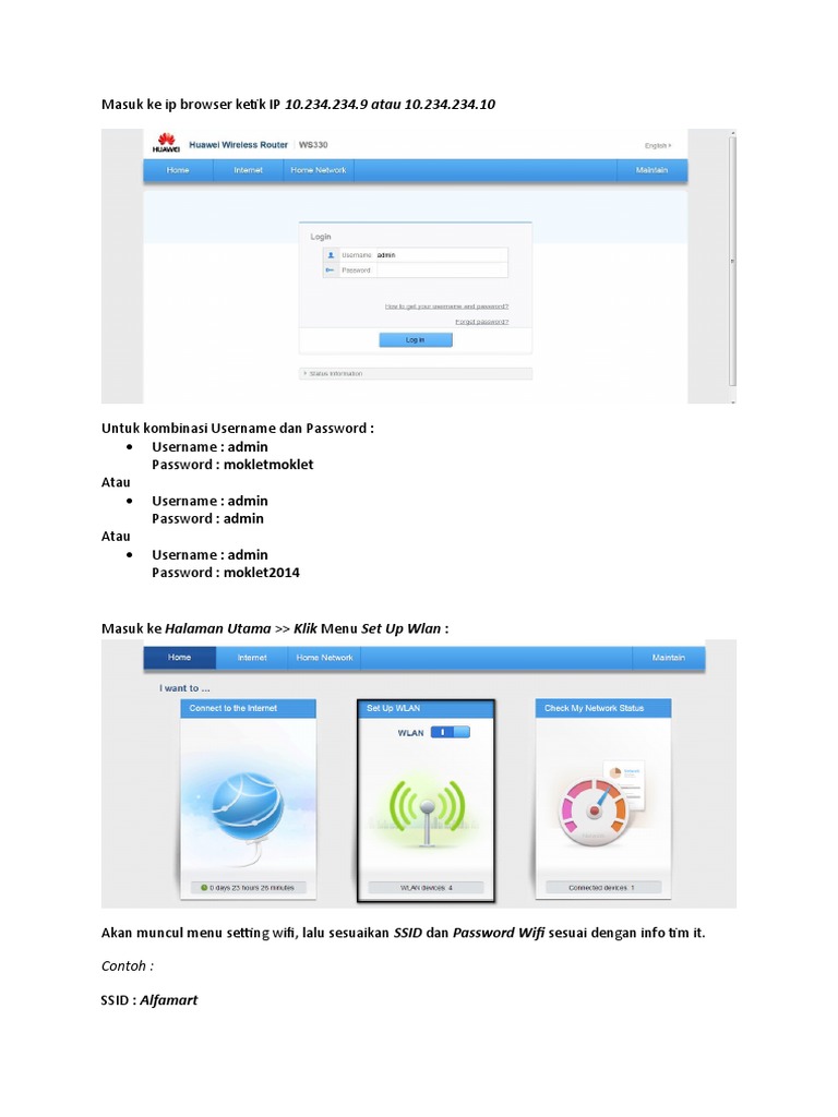 SOP Setting Router Huawei - Wifi Dan Mac Filtering | PDF