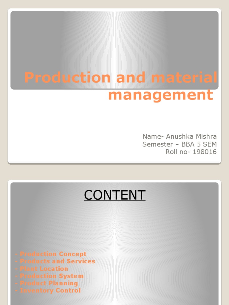 Production and Material Management Overview | PDF | Inventory | Mass ...