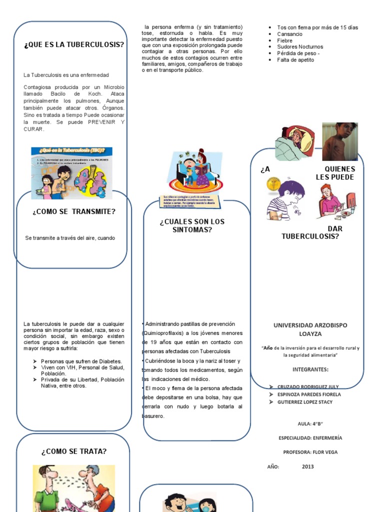 LA TUBERCULOSIS Triptico | PDF | Tuberculosis | Enfermedades y trastornos