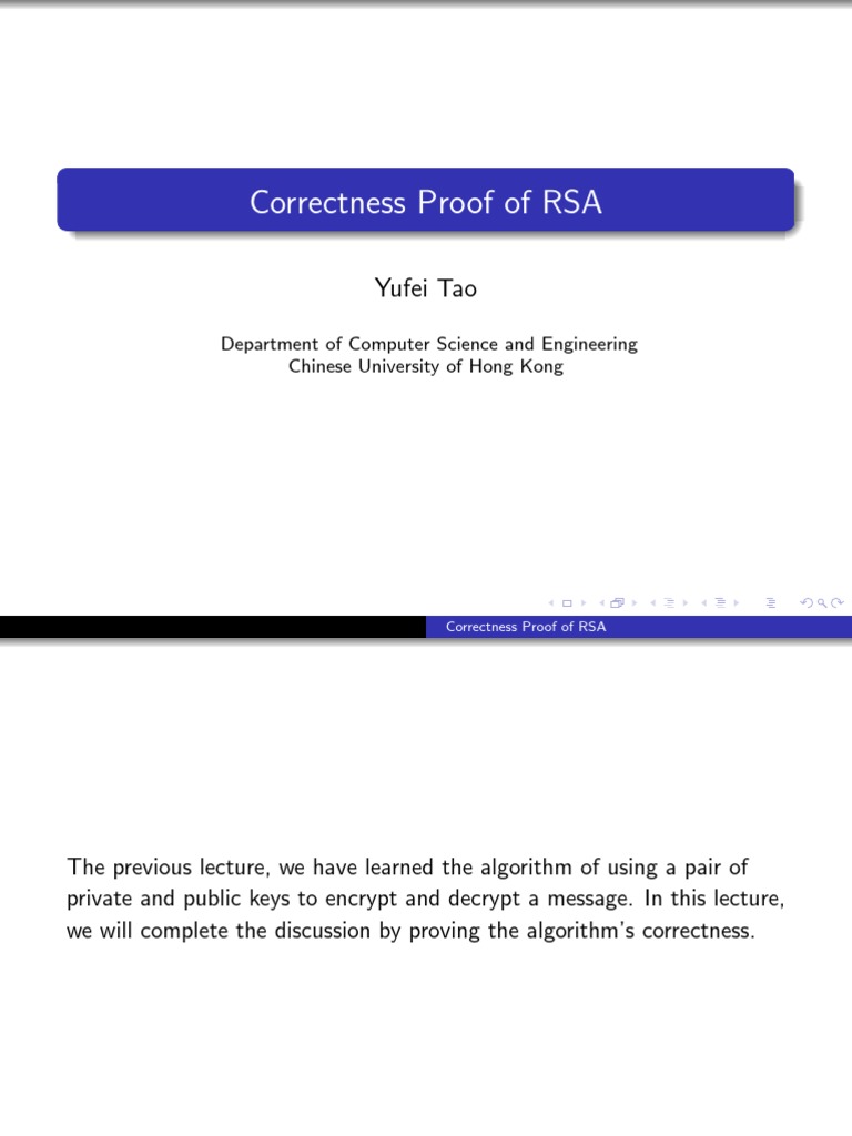 Rsa Proof | PDF | Public Key Cryptography | Mathematics