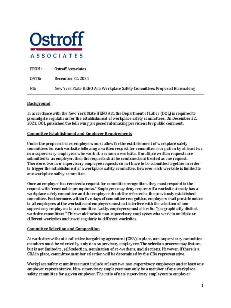 Workplace Safety Committee Memo | PDF | Employment | Occupational ...