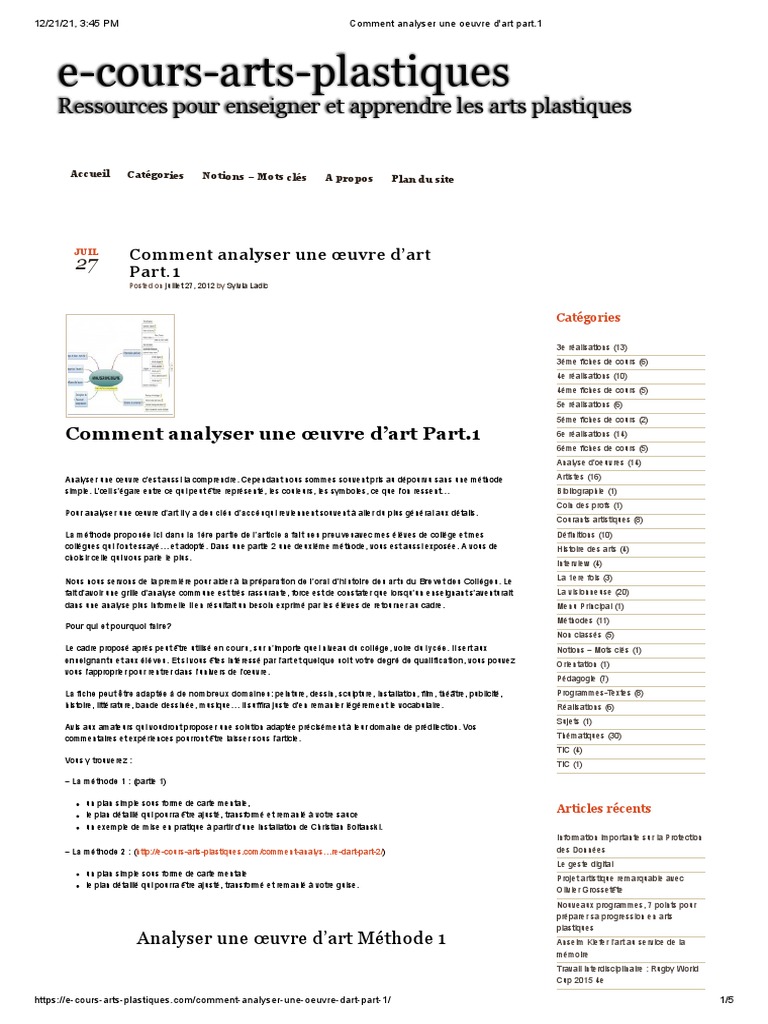 Méthode d'analyse d'une œuvre d'art | PDF | Arts | Esthétique
