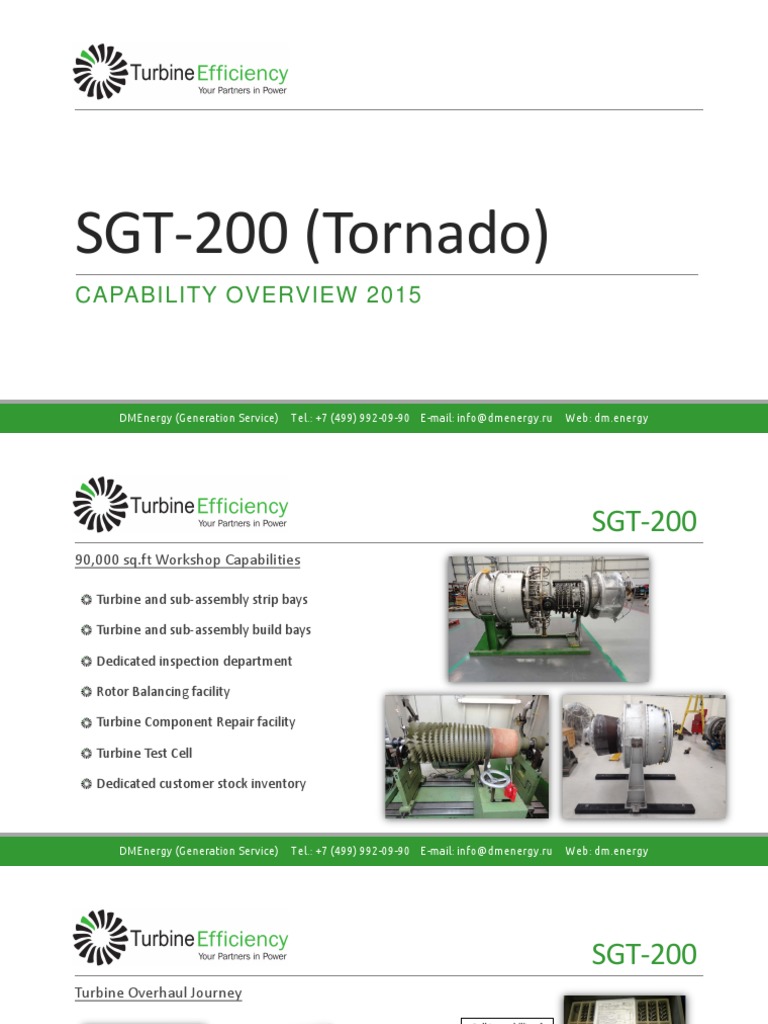 SGT-200 (Tornado) : Capability Overview 2015 | PDF | Turbine | Offshore ...