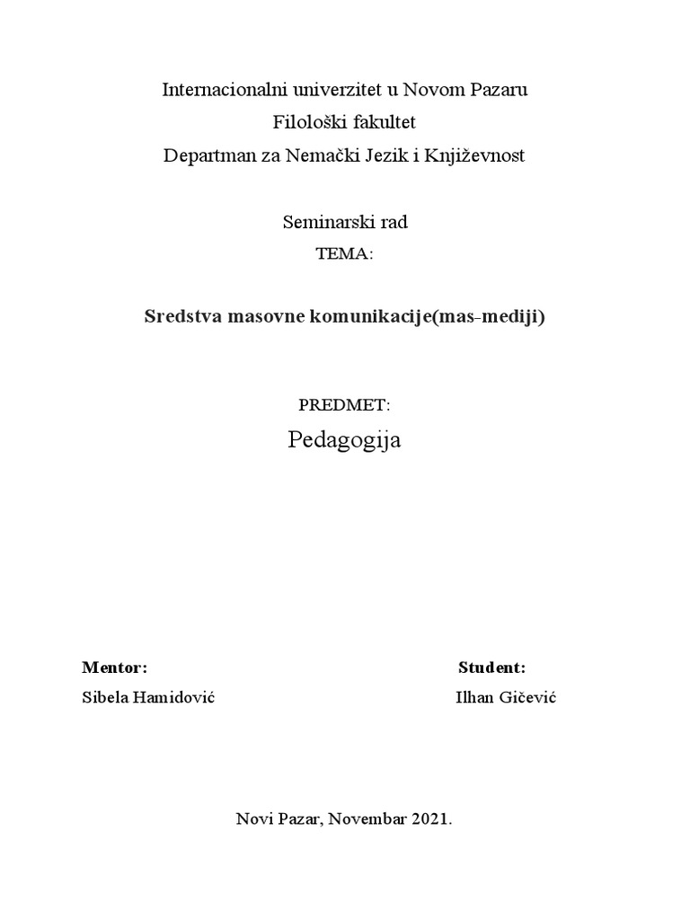 Mas-Mediji Pedagogija | PDF