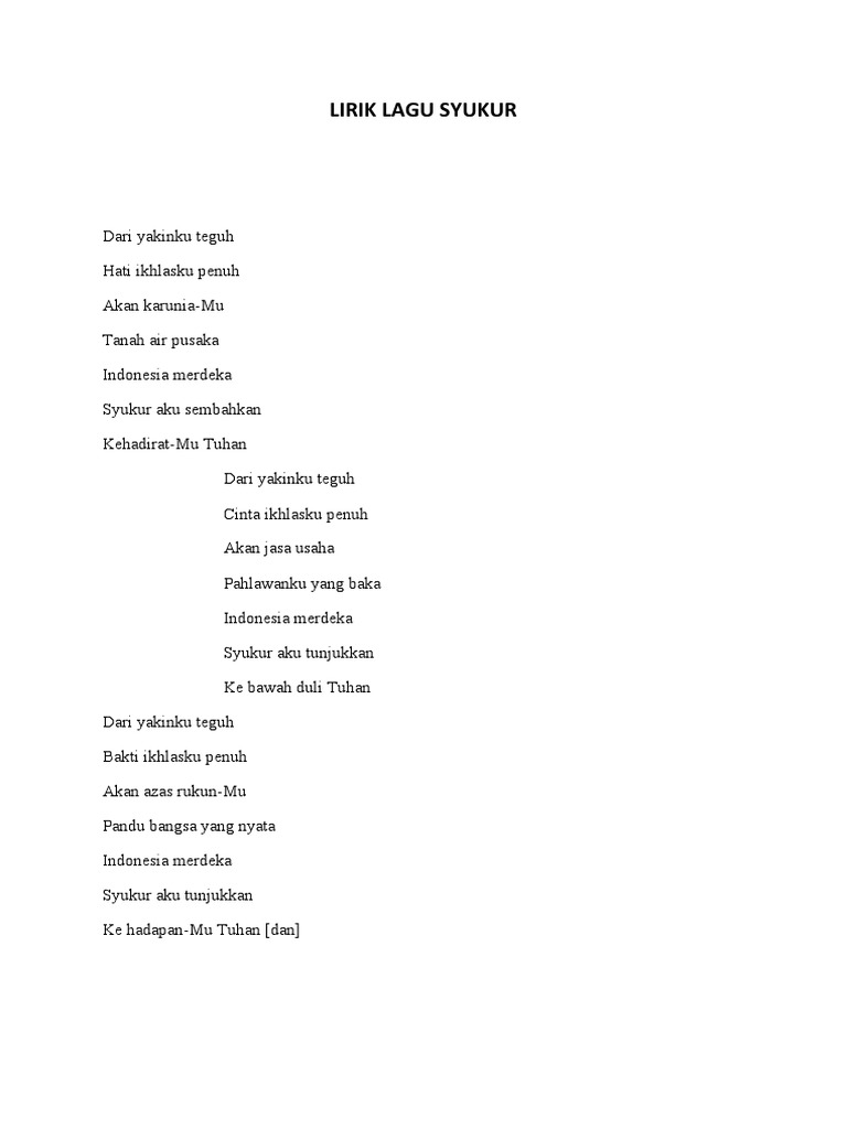 Lirik Lagu Syukur | PDF | Seni