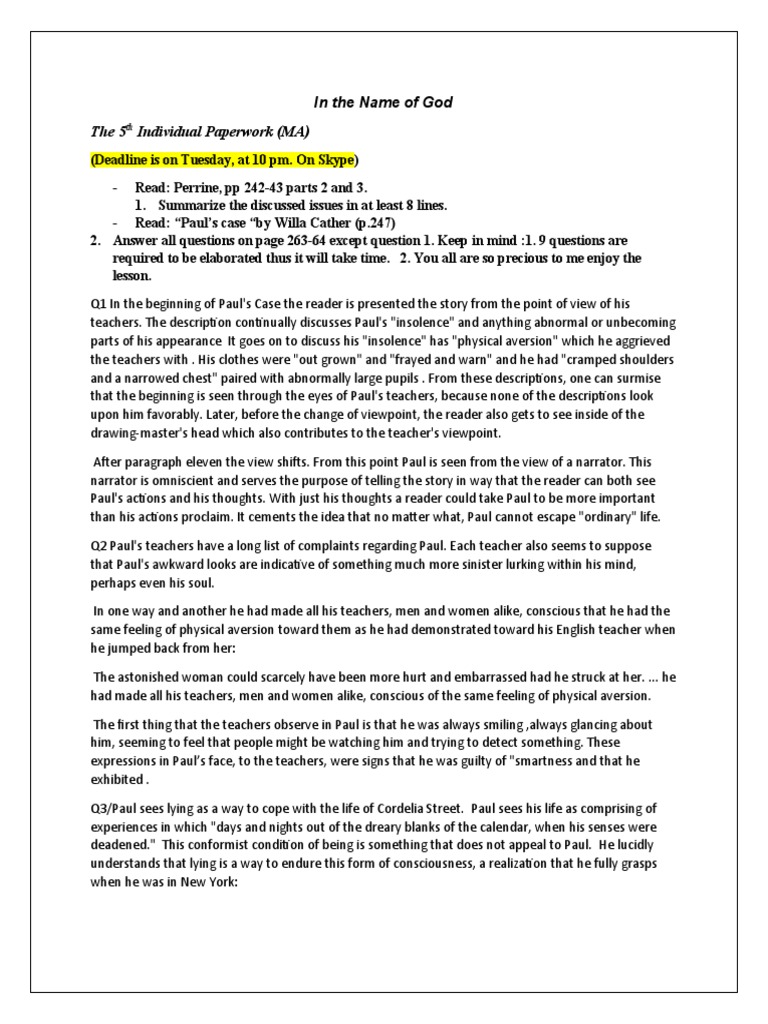 Paul Warren's Case Analysis | PDF | Narration