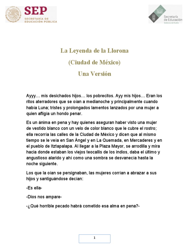 La Leyenda de La Llorona: Versión Completa | PDF