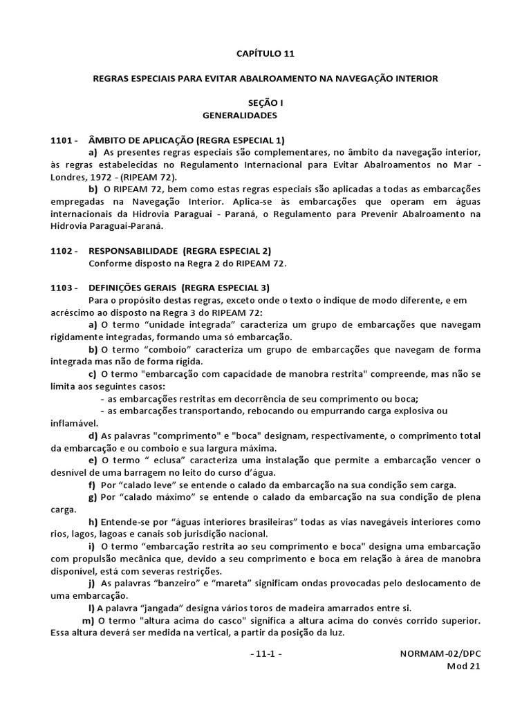Normam 02-Dpc (Cap 11) | PDF | Mastro (velejar) | Tráfego