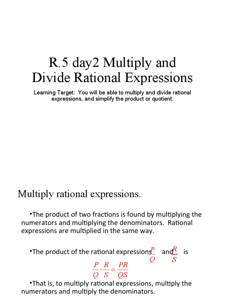 R.5 Day2 Multiplying and Dividing Rational Expressions | PDF | Mathematical Objects | Elementary ...