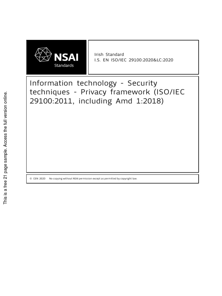 ISO 29100 - 2020 Sample | PDF | International Organization For ...