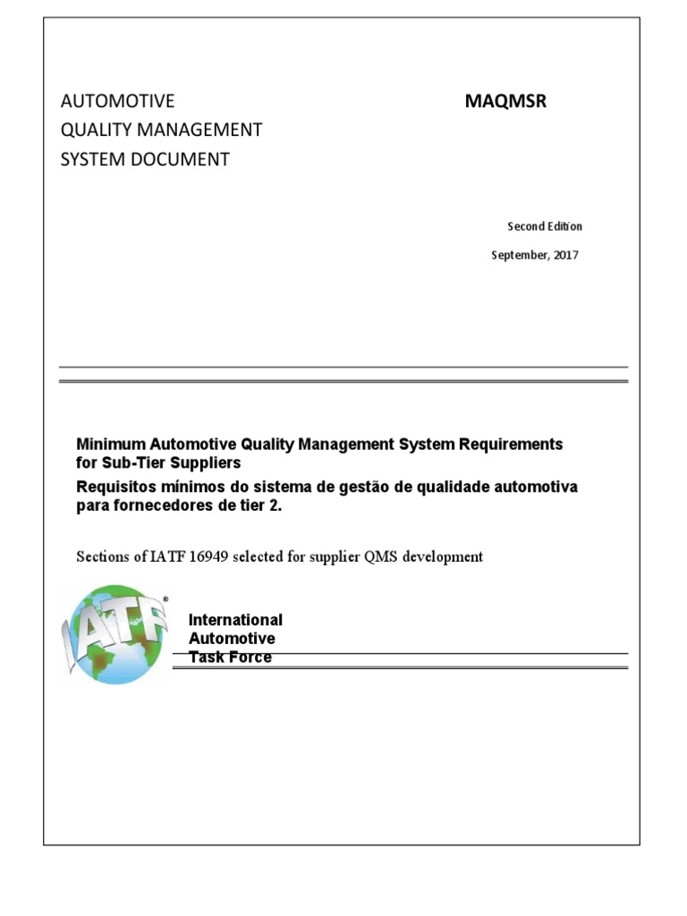 Minimum Automotive Quality Management System Requirements For Sub ...