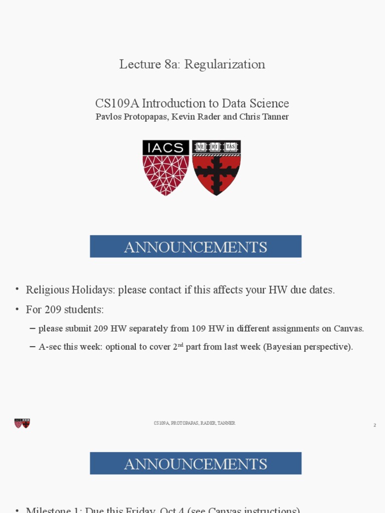 Lecture8a Regularization | PDF | Linear Regression | Mean Squared Error