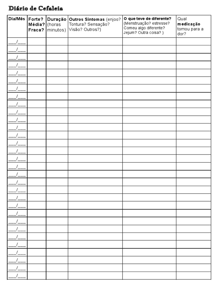 Diário de Cefaleia | PDF