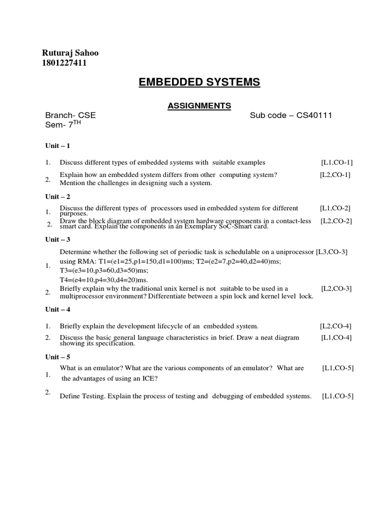 ES Assignment | PDF | Embedded System | Central Processing Unit