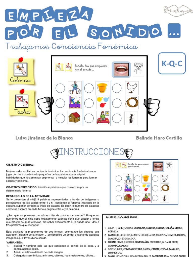 Actividades de Conciencia Fonémica | PDF | Palabra | Lingüística