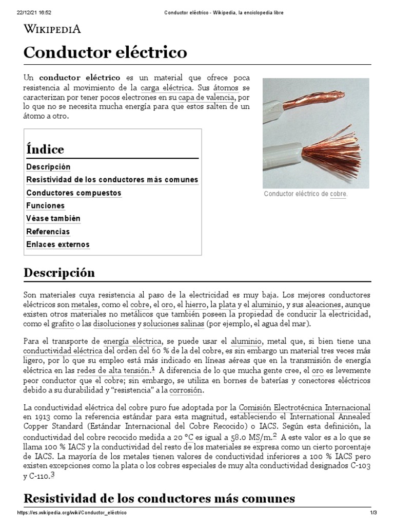Conductor Eléctrico - Wikipedia, La Enciclopedia Libre | PDF ...