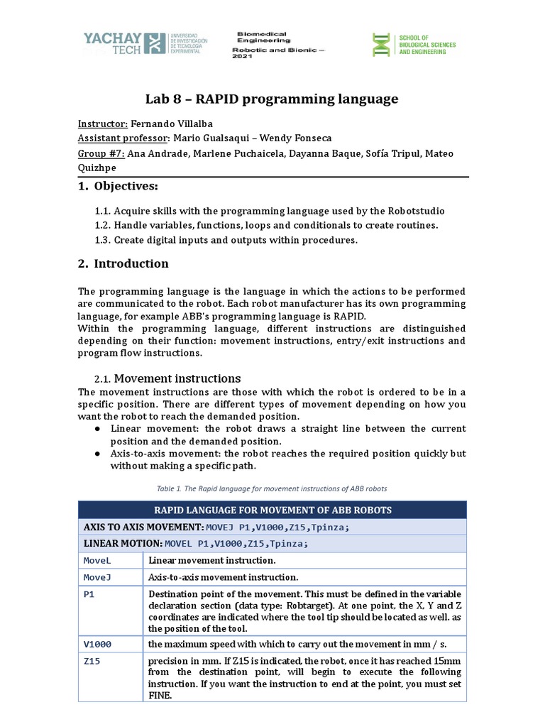 Guide 8 - RAPID Programming Language | PDF | Input/Output | Subroutine