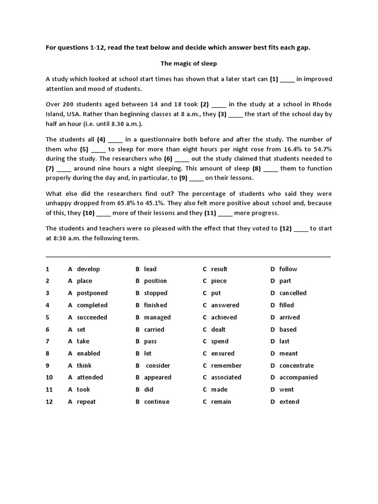 For Questions 1-12, Read The Text Below and Decide Which Answer Best ...