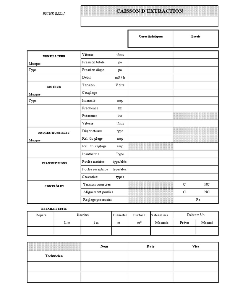 Fiche technique caisson d'extraction | PDF