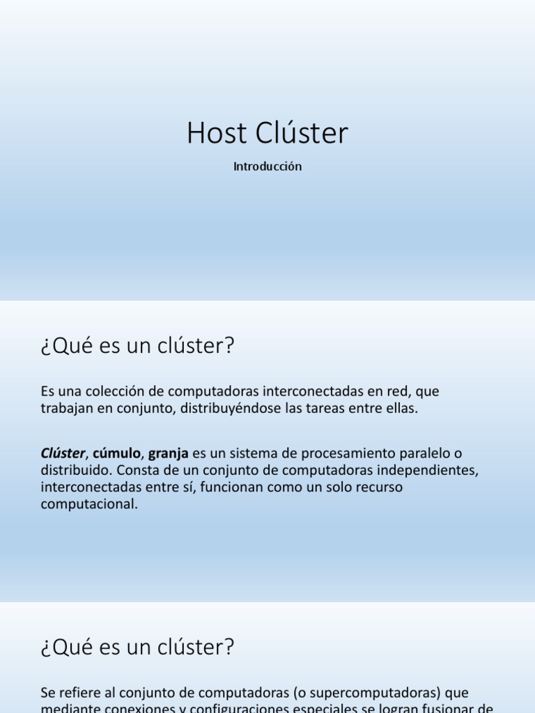 Host Cluster | PDF | Grupo de computadoras | Servidor (Computación)